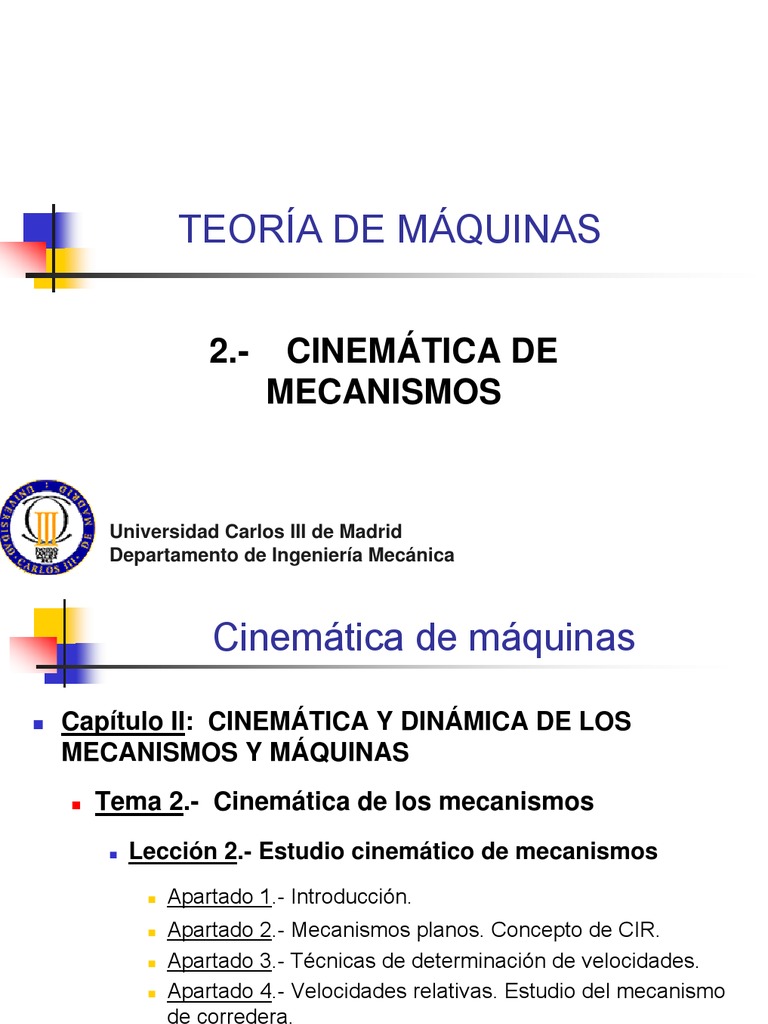 Teoria de Maquinas - Tema 2 - Cinematica de Mecanismos | PDF | Rotación ...