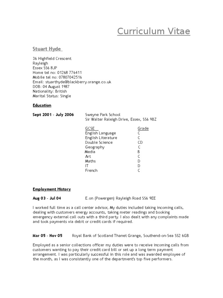 Stuart Hyde CV | PDF | Business | Economies