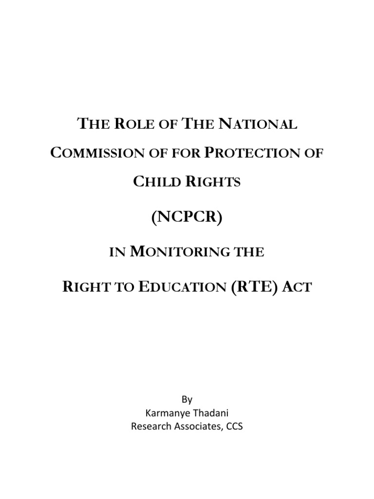 NCPCR's Role in Implementing India's Right to Education Act | PDF ...