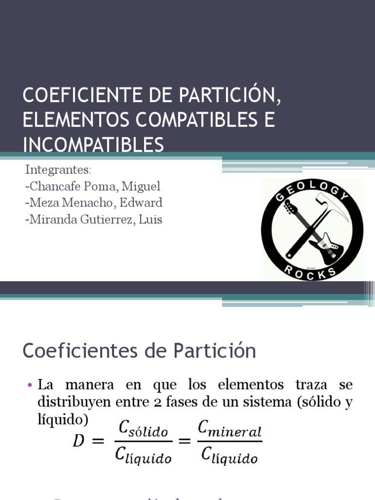 Coeficiente de Partición, Elementos Compatibles e Incompatibles | PDF ...