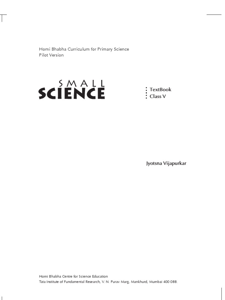 Homi Bhabha Curriculum For Primary Science Pilot Version: Textbook ...