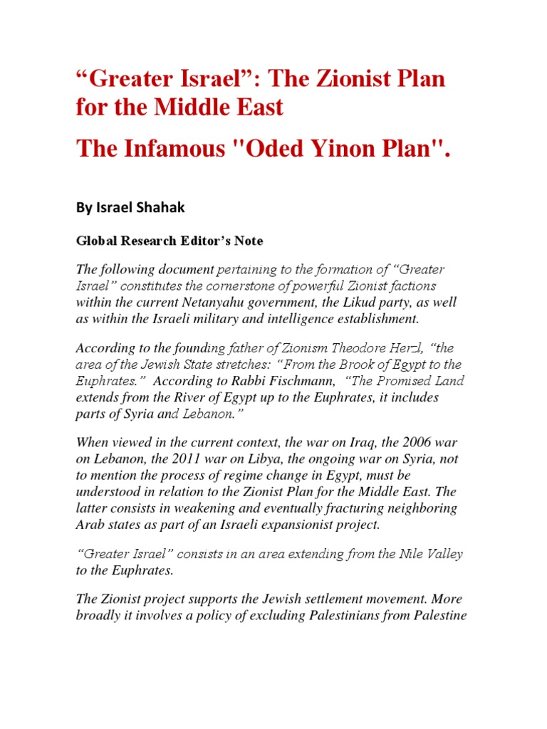 "Greater Israel" - The Zionist Plan For The Middle East - The Infamous ...