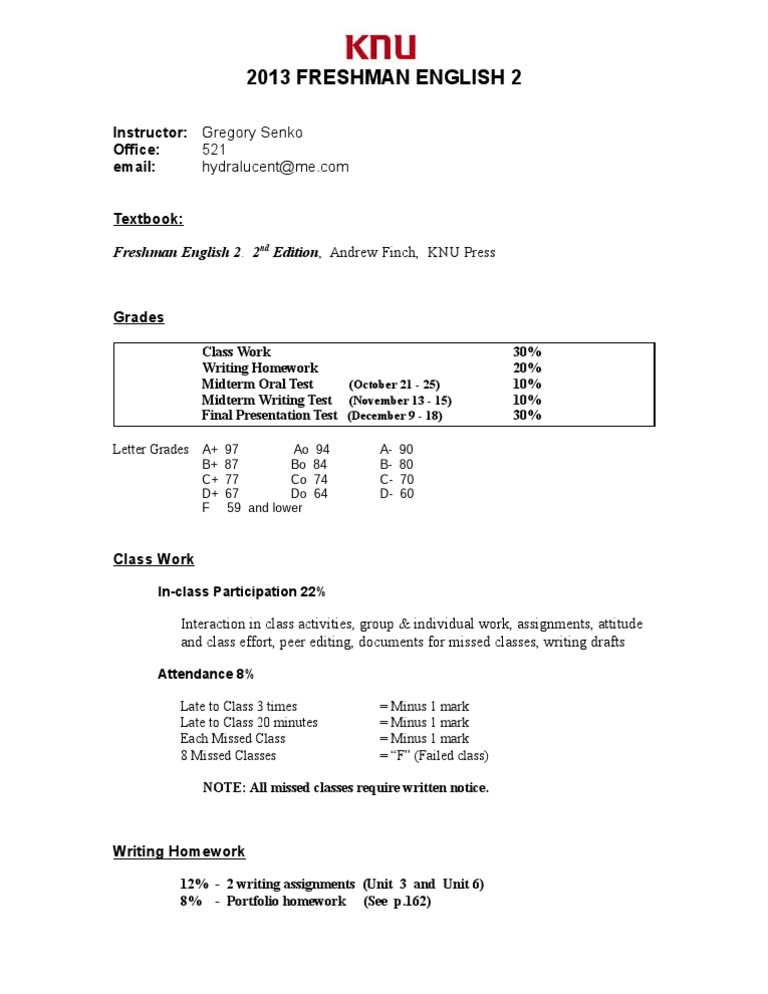 Freshman 2 Course Outline | PDF