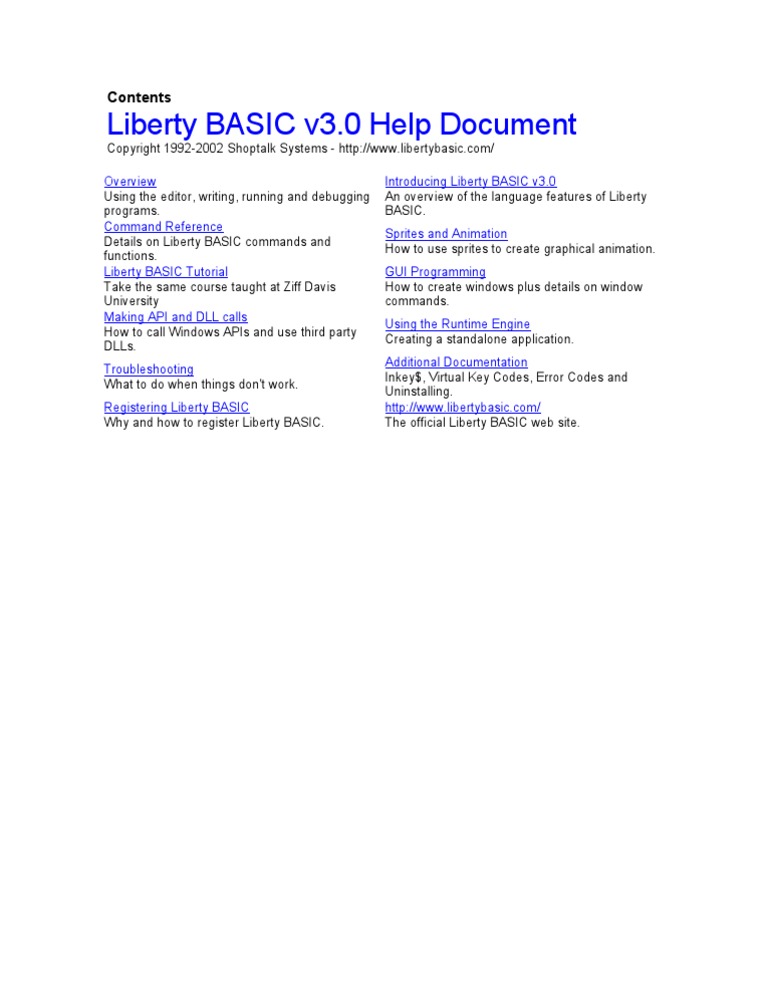 Liberty BASIC v3.0 Help Document | PDF