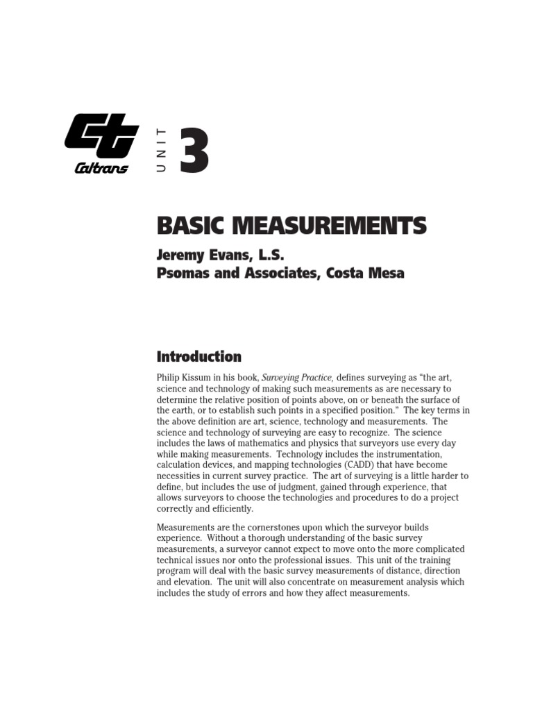 Basic Measurements | PDF | Surveying | Observational Error