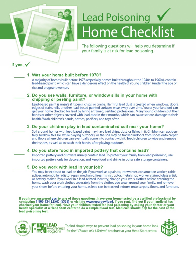 Identifying Risk Factors for Lead Poisoning in the Home: A Checklist ...