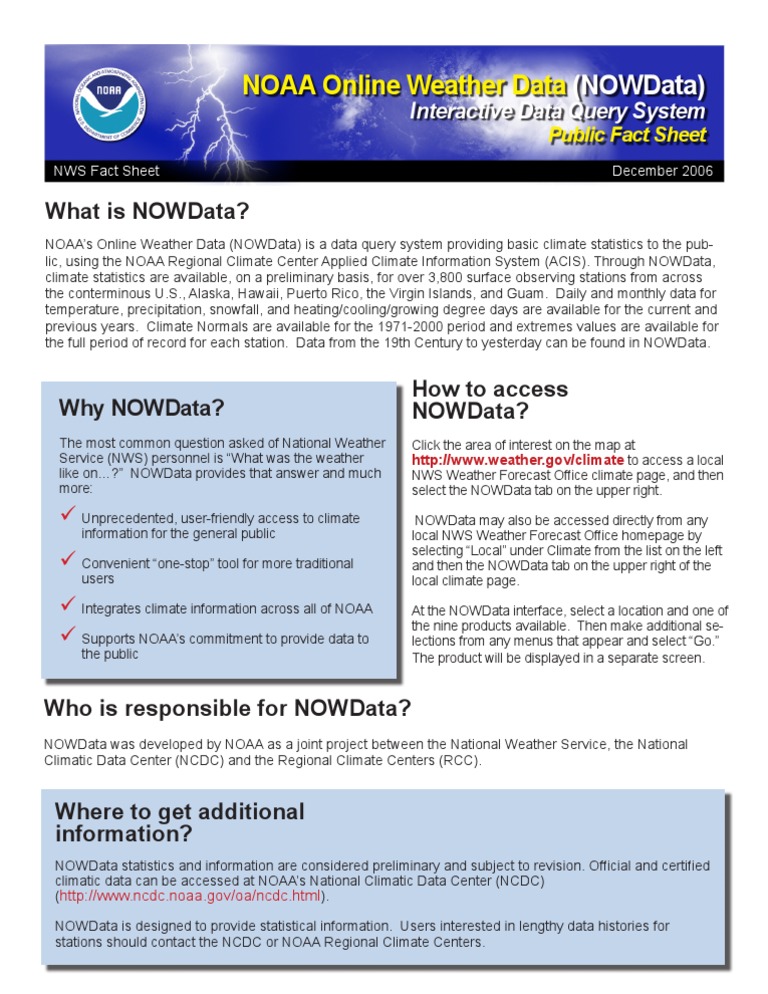 Noaa Online Weather Data: (Nowdata) | PDF | National Weather Service ...