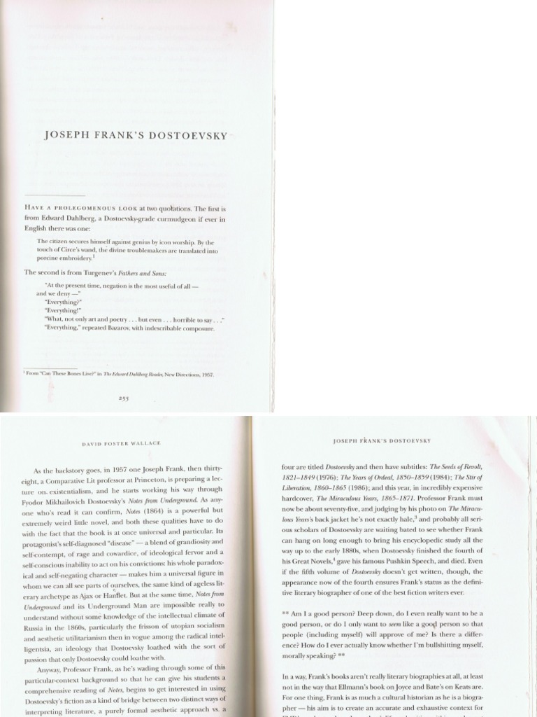Joseph Frank's Dostoevsky - David Foster Wallace | PDF
