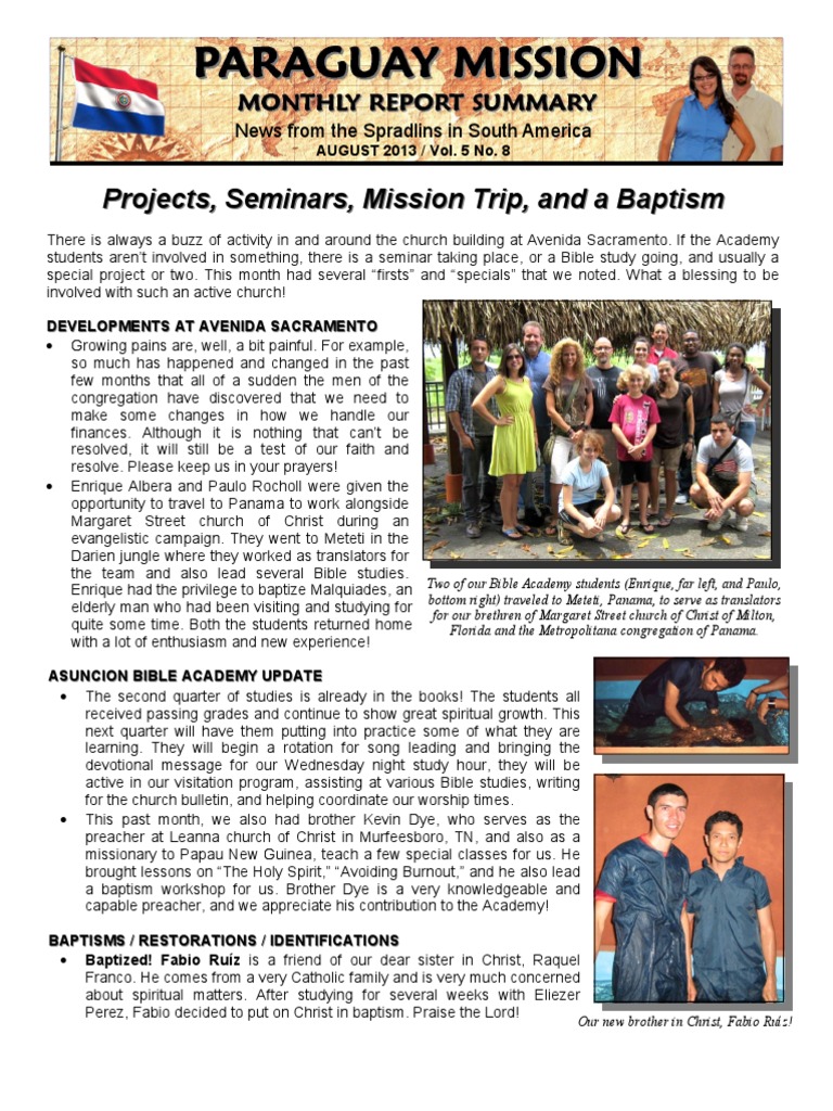 Mission Report - AUG 2013 | PDF | Missionary (Lds Church) | Churches Of ...