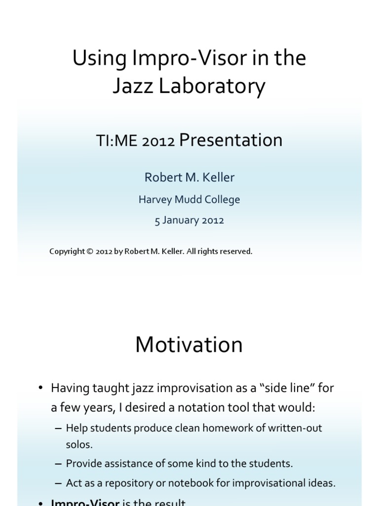 Using Impro-Visor in The Jazz Laboratory | PDF | Musical Compositions ...