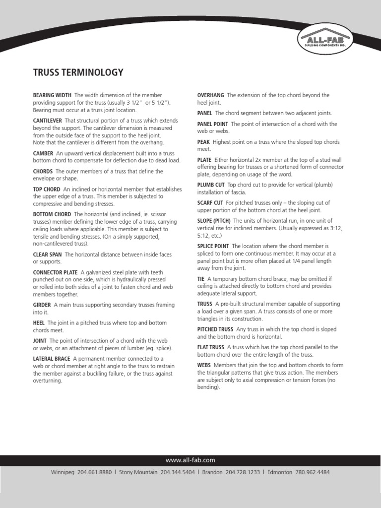 Truss Terminology PDF | PDF | Truss | Components