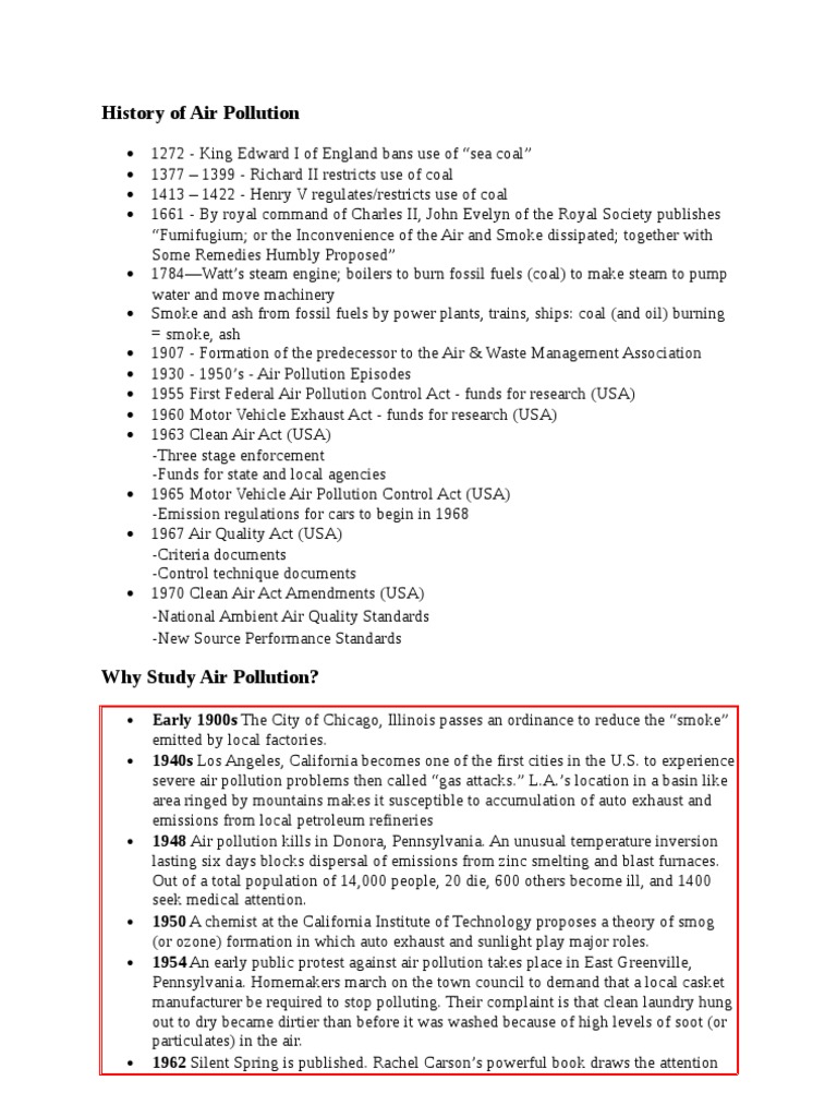 A Comprehensive History of Air Pollution: From Early Regulations and ...