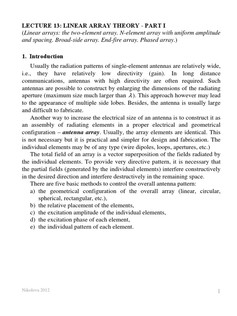 Analysis of the Radiation Patterns and Directivity of Linear Antenna ...