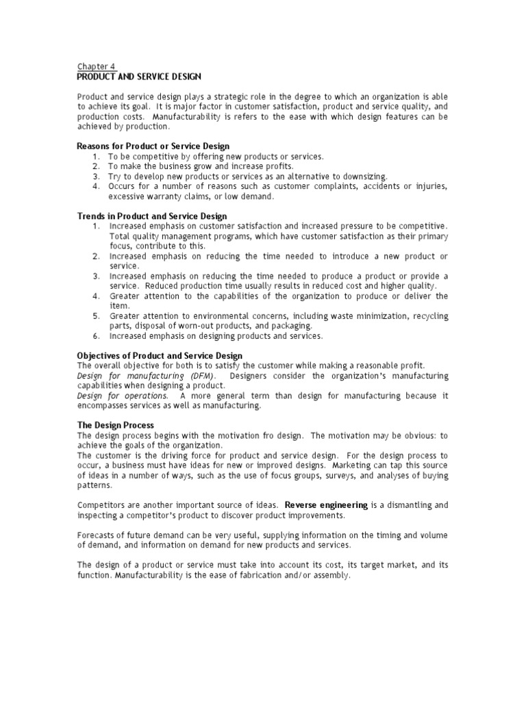 Chapter 4 - Product and Service Design | PDF | New Product Development ...