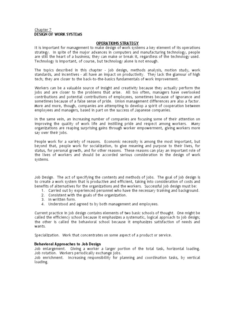 Chapter 7 - Design of Work Systems | PDF | Sample Size Determination ...