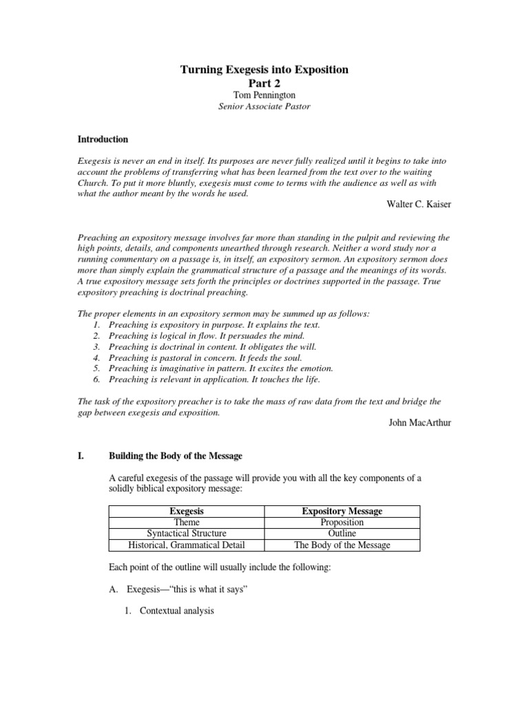 Exegesis to Expository Preaching Guide | PDF | Expository Preaching ...