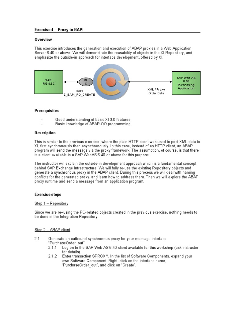 SAP XI 3.0 Ex4 - Abap Proxy To RFC | PDF | Proxy Server | Object (Computer Science)