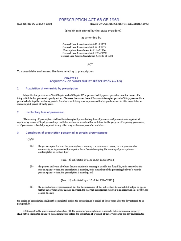 Prescription Act | PDF | Debt | Statute Of Limitations