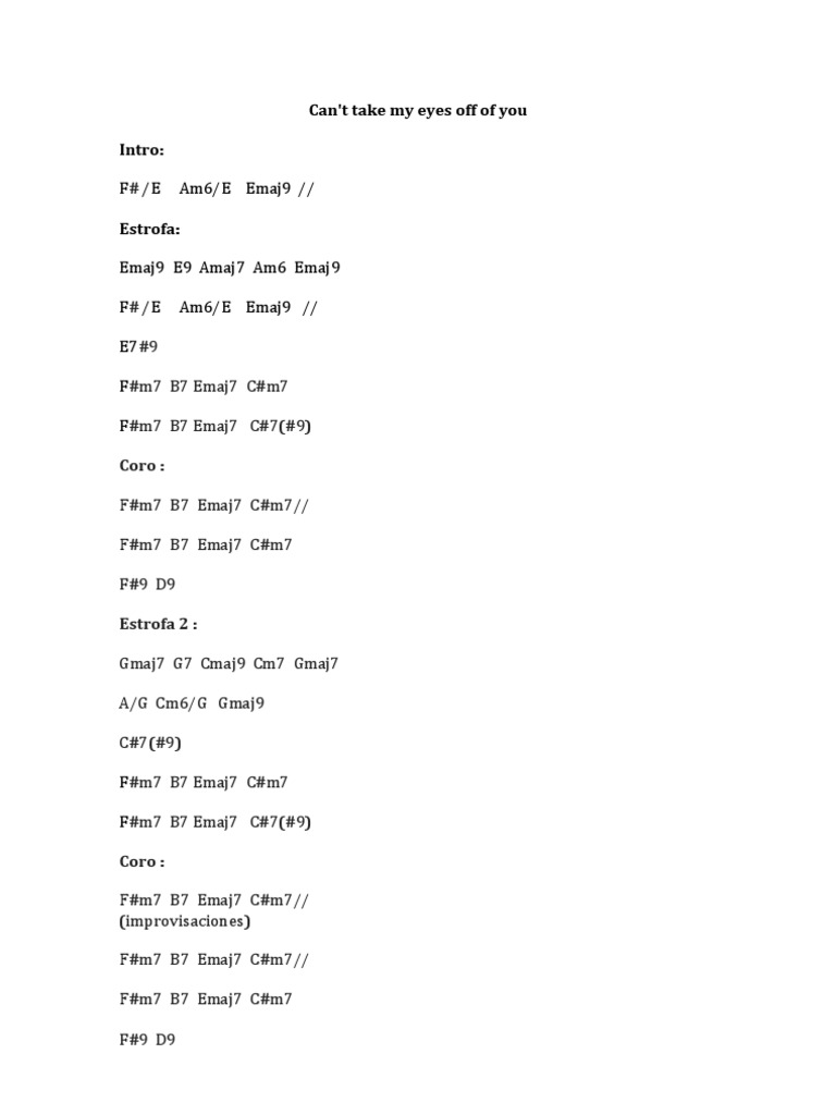 Can - T Take My Eyes Off of You | PDF