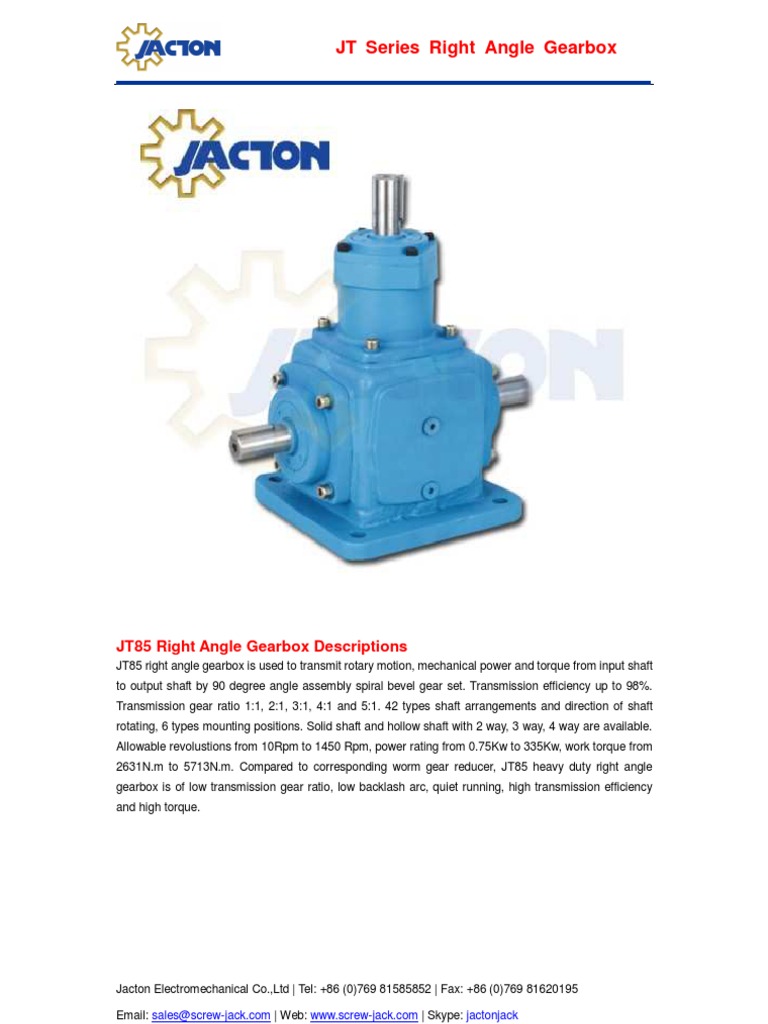 JT85 Vertical to Horizontal Drive Shaft Gearbox, 90 Deg Bevel Gear Box ...