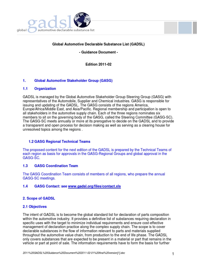 GADSL Guidance Document PDF | PDF | Chemical Substances | Databases