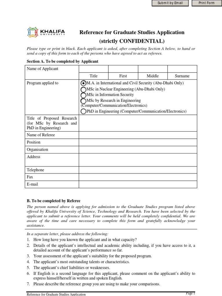 Graduate Studies Reference Form WithButtons | PDF | Graduate School ...