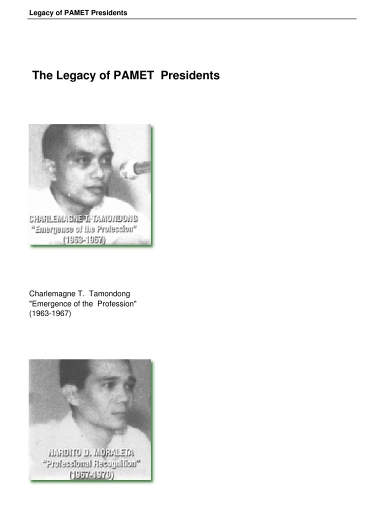 PAMET Presidents and Their Legacy | PDF
