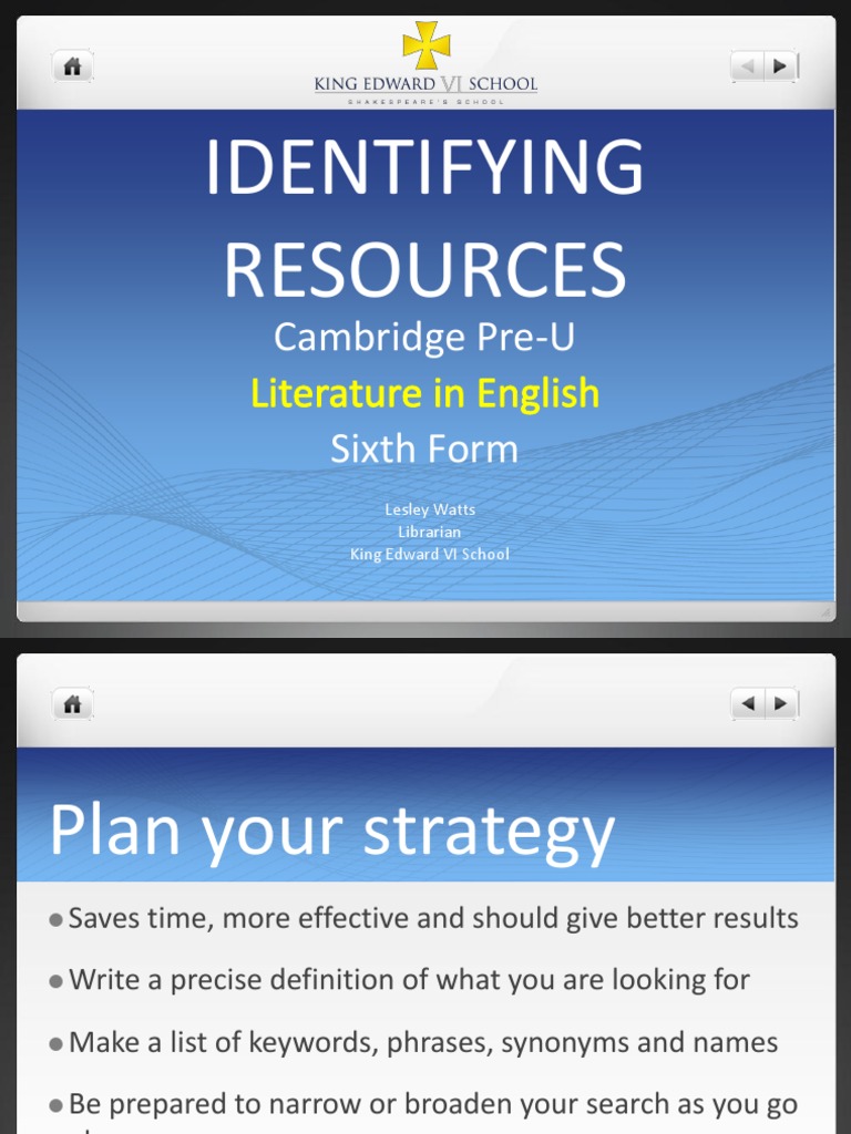 Identifying Resources For Literature | PDF | Web Search Engine | Libraries