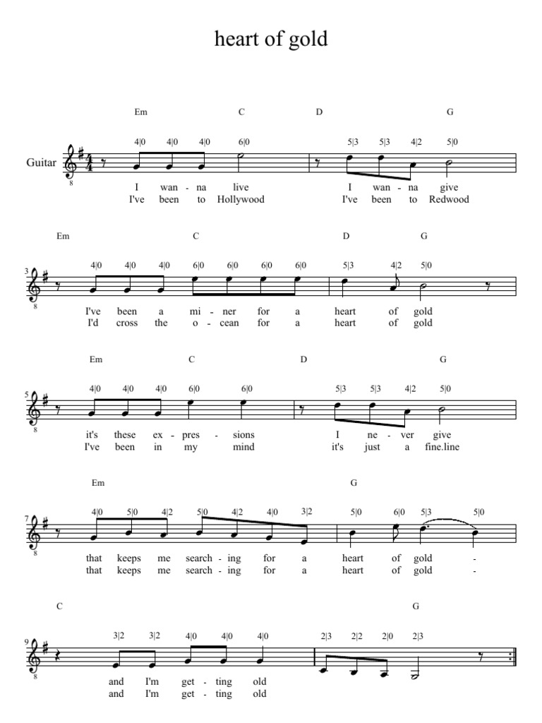 Heart of Gold Gitaar en Tabs | PDF