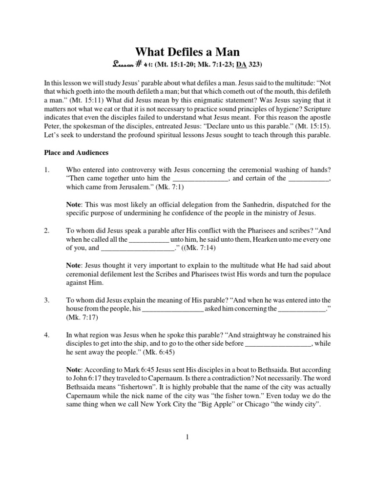 41 - What Defiles A Man | PDF | Ten Commandments | Pharisees