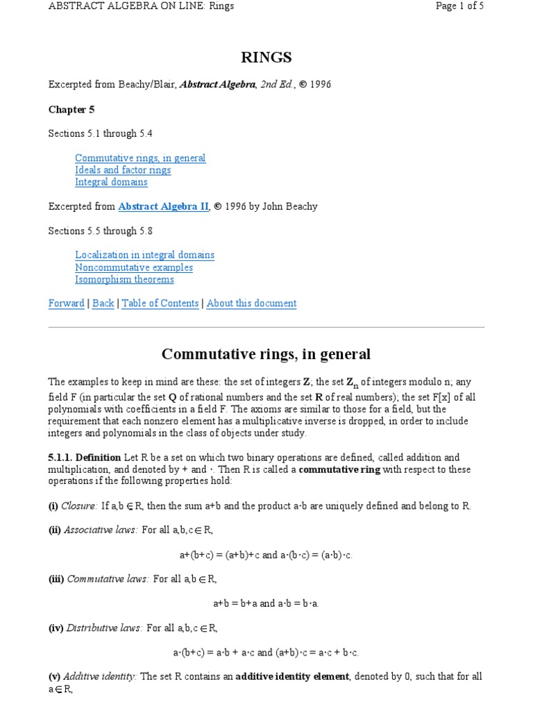 Rings: Commutative Rings, in General Ideals and Factor Rings Integral ...