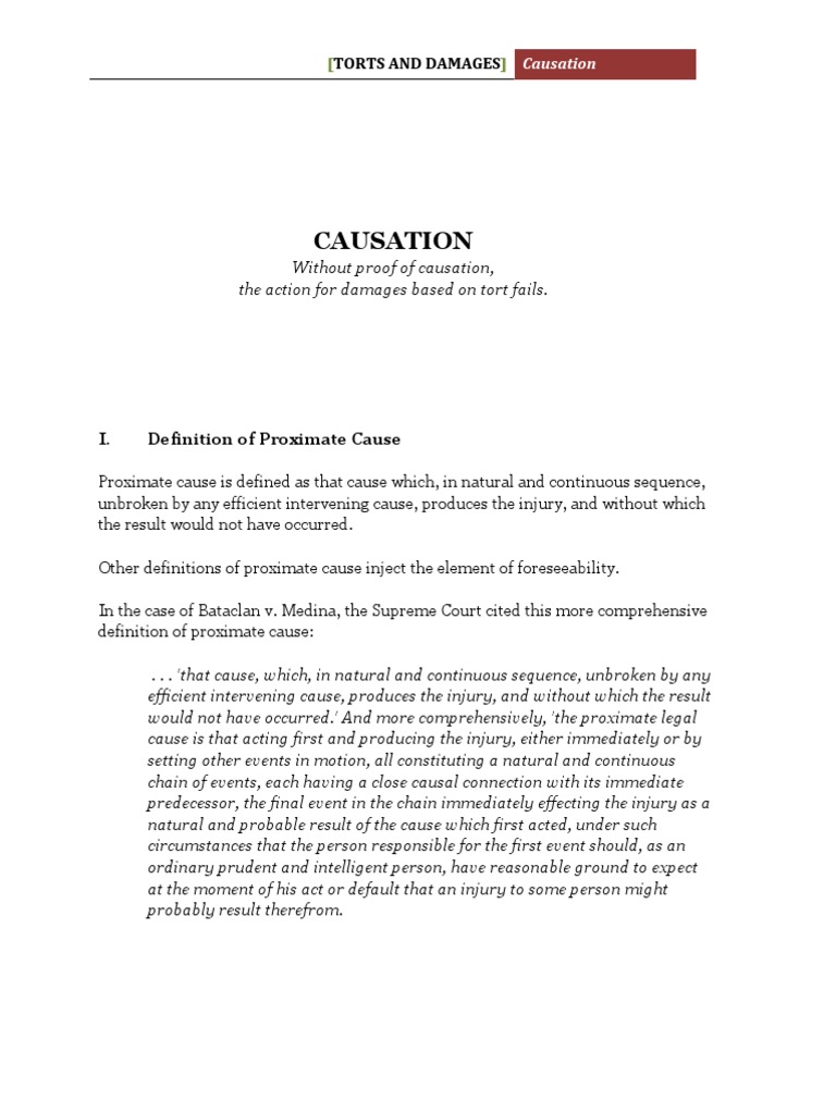 Causation Report | Negligence | Causation (Law)