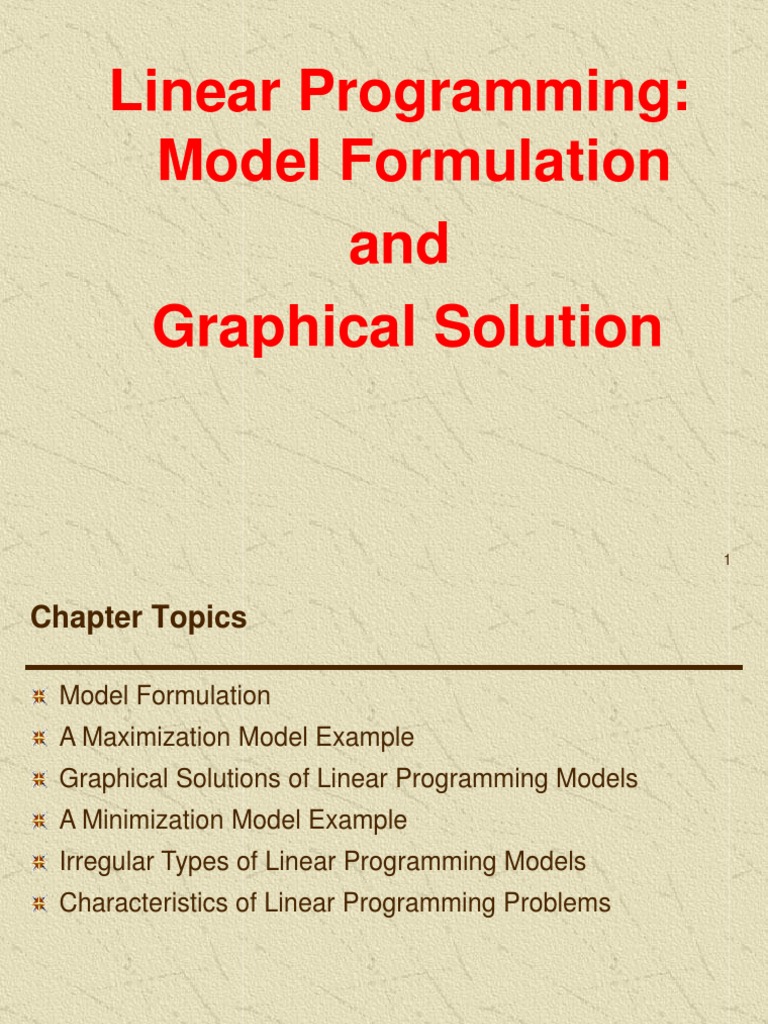 Linear Programming: Model Formulation and Graphical Solution | PDF | Linear Programming ...