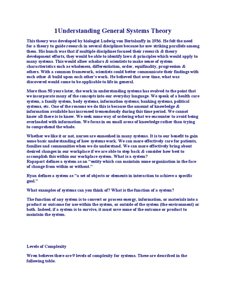 Understanding General Systems TheoryThis Theory Was Developed by | PDF ...