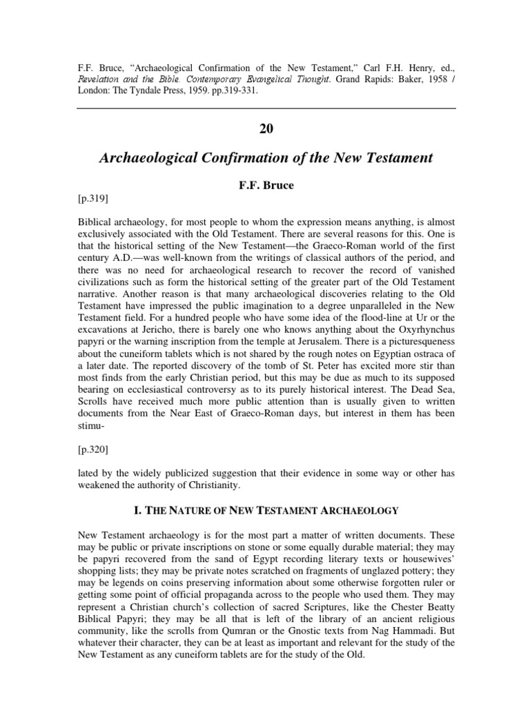 F.F. Bruce, "Archaeological Confirmation of The New Testament" | PDF ...