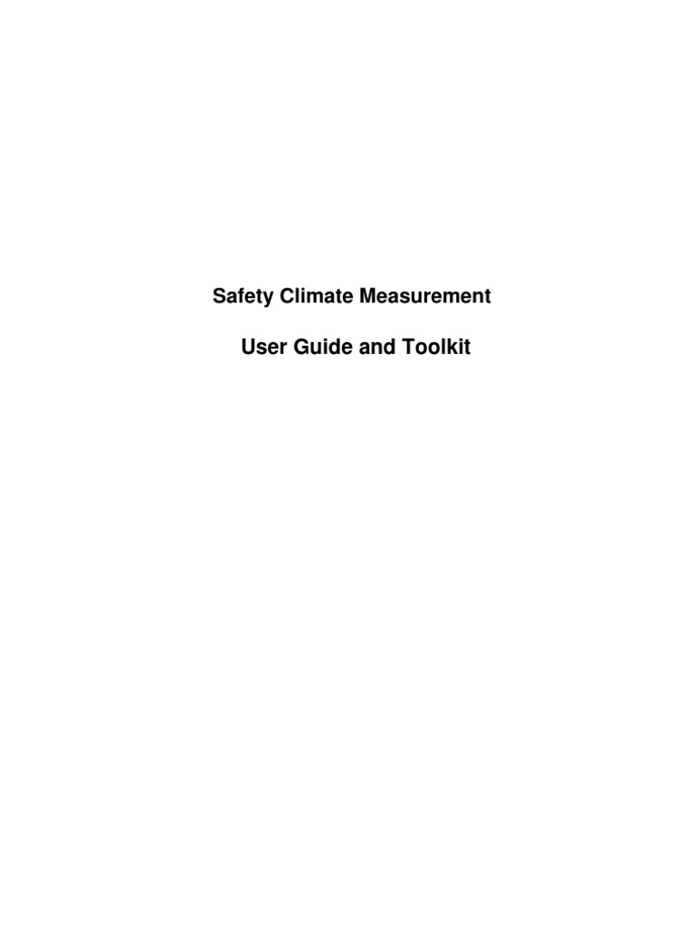 Safety Climate Measurement: User Guide and Toolkit | PDF | Focus Group ...