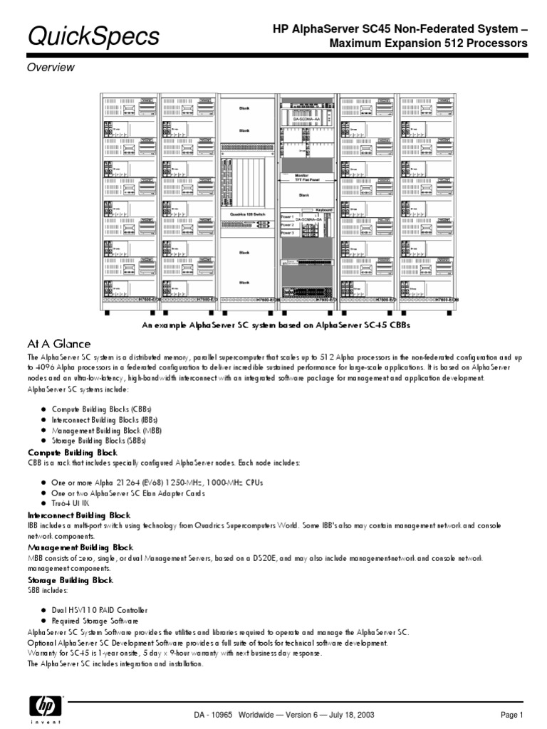 HP Alphaserver Sc45 | PDF | Computer Networking | Digital Technology