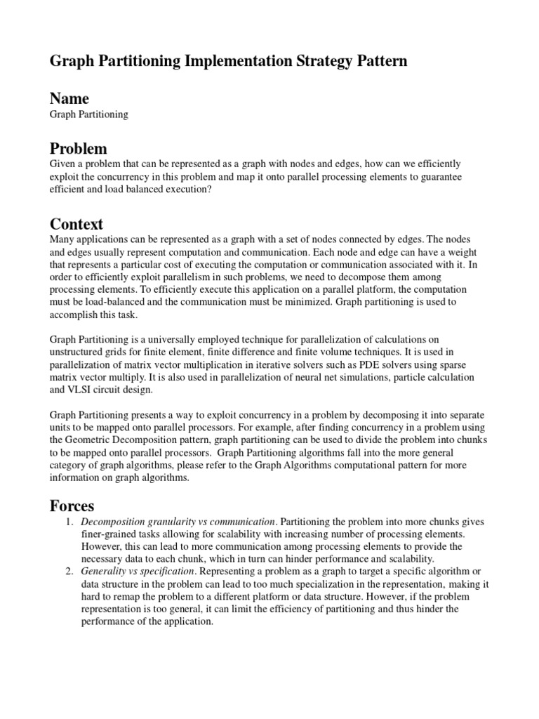 Graph Partitioning Implementation Strategy Pattern Name | PDF | Vertex ...