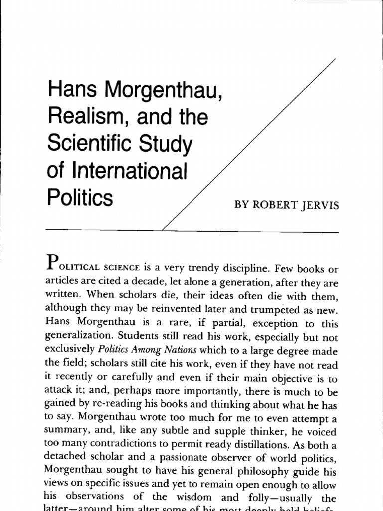 Hans Morgenthau, Realism, and The Scientific Study of International ...