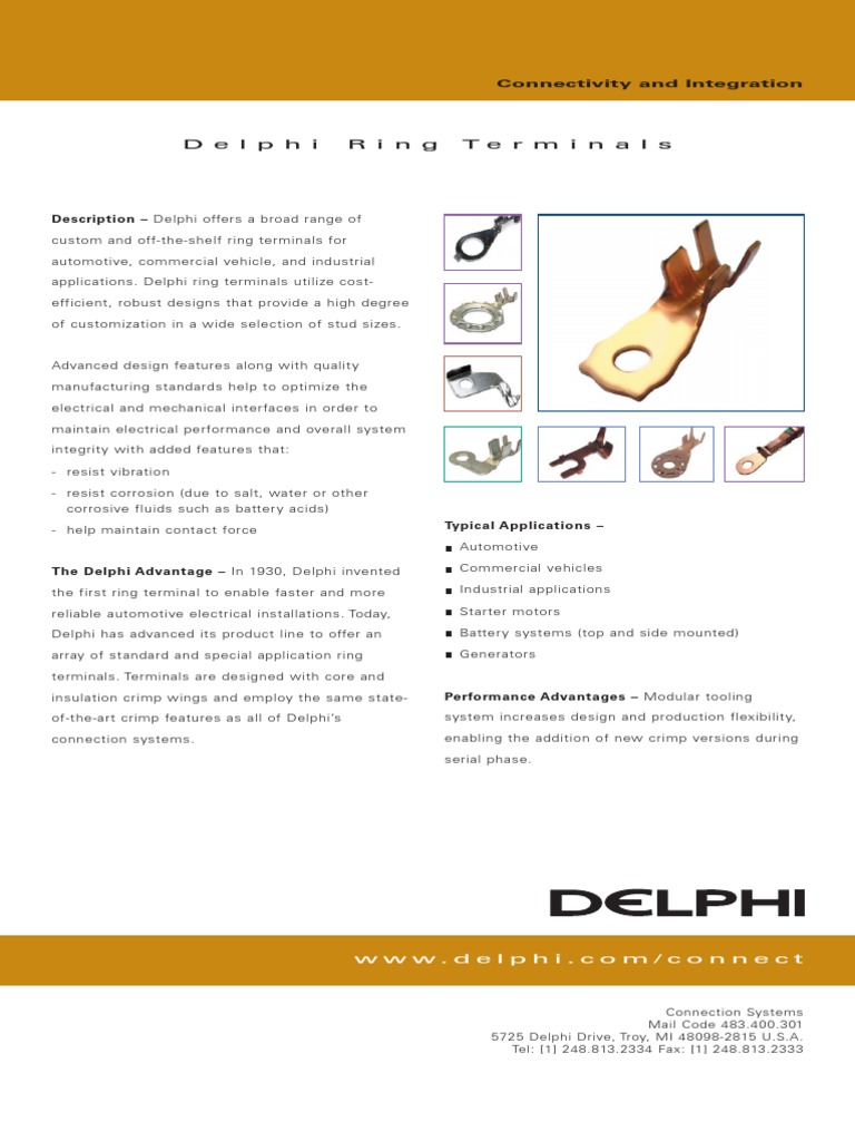 Delphi Ring Terminals: Description - Delphi Offers A Broad Range of ...