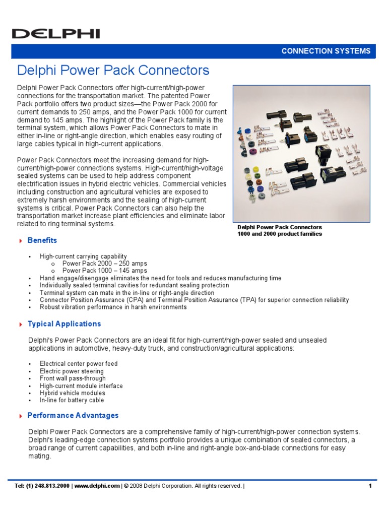 Delphi Power Pack Connection Systems - Data - Sheet | PDF | Cable ...