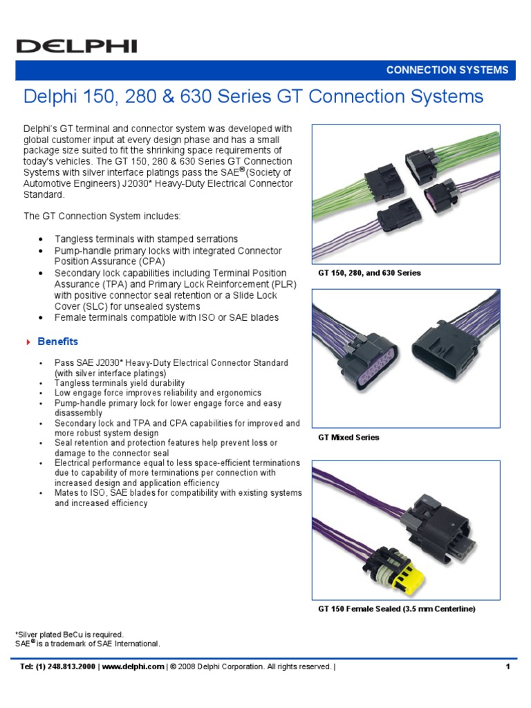 Delphi 150, 280 & 630 Series GT Connection Systems | PDF | Electrical ...