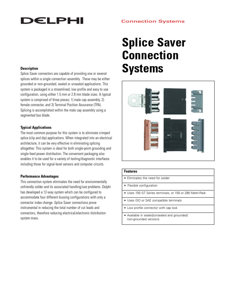 Splice Saver Connection Systems: Description | PDF | Electrical ...