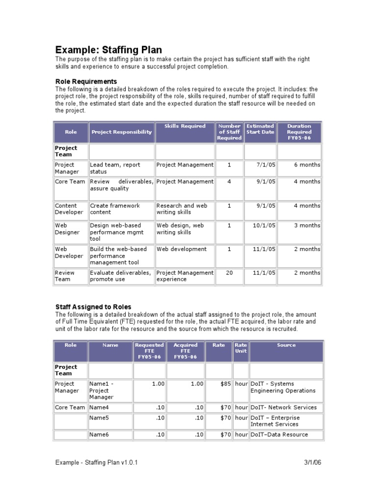 3.2.2 Example - Staffing Plan v1.0.1 | PDF | Project Management | World ...