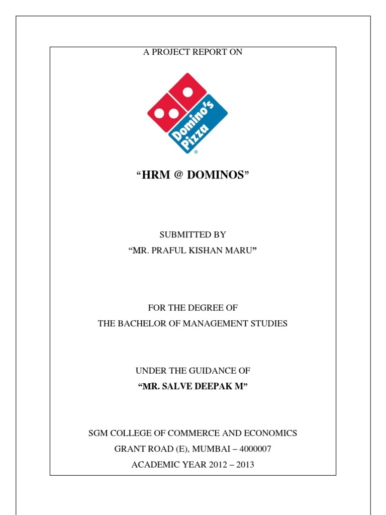 "HRM at Dominos": A Project Report On | PDF | Human Resource Management ...