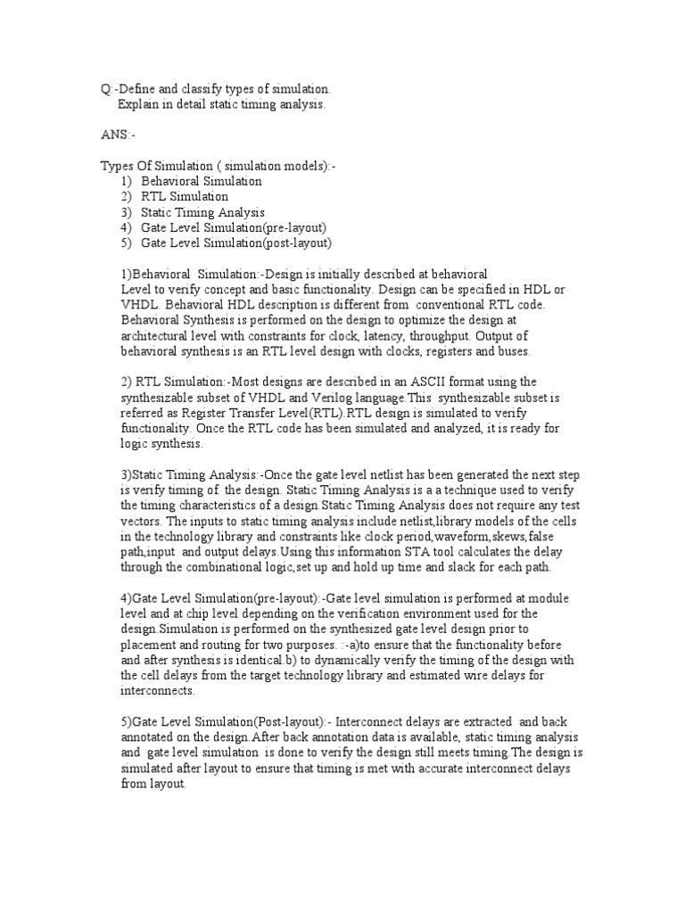 Types of Simulation | PDF | Hardware Description Language | Logic Synthesis