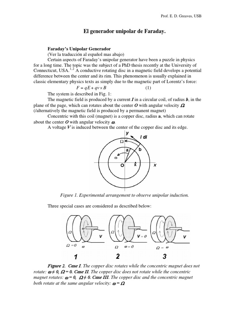 Generador Unipolar de Faraday | PDF | Electric Generator | Applied And ...