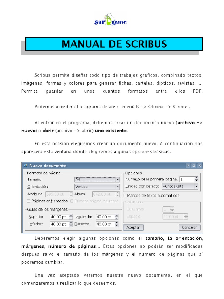 Manual Completo de Scribus en Español | PDF | Ventana (informática) | Tabla (base de datos)