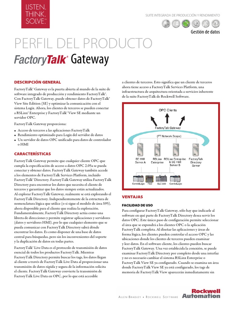 FactoryTalk Gateway - Spanish | PDF | Servidor (Computación) | Unidad ...