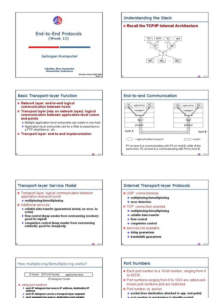 End To End Protocols | PDF | Transmission Control Protocol | Port (Computer Networking)